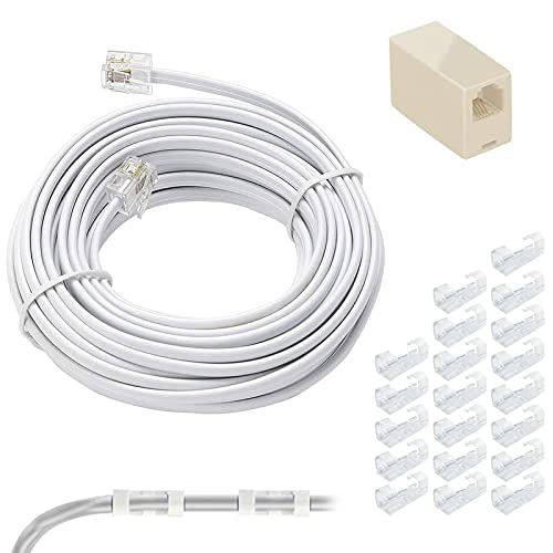 FECOMI 33 Feet Telephone Landline Extension Cord Cable Line Wire with ...