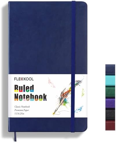 Amazon.com : FLEEKOOL A5 Lined Journal Notebook, Leather College Ruled ...
