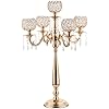 Amazon.com: VINCIGANT 2Sets 5 Arm Gold Crystal Candelabra Centerpieces ...