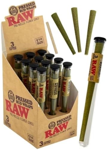 Amazon.com: Raw Pressed Bud Wraps Cones 1 1/4 Full Display of 36 Pre ...