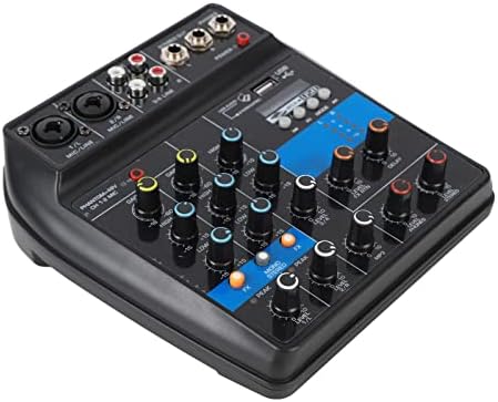 4 Channel Mini Line Mixer, Mini Audio Mixer with Indicator, 2 Mono ...