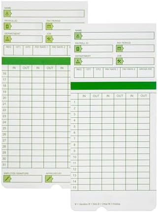 Amazon.com : TLPMSK Time Cards for Employees Monthly,Numbered Days,All ...