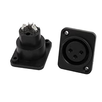 uxcell 2Pcs XLR Female Chassis Panel Mount Socket Black Audio MIC 3 ...