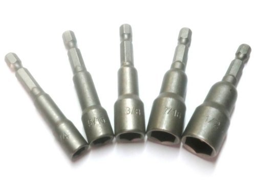5pc MAGNETIC NUT DRIVER SET w/ Quick Release Hex Shank: Nut Driver Bit ...