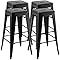 COSTWAY Set of 4 Metal Stacking Stools, Square Nesting Bar Stool with ...
