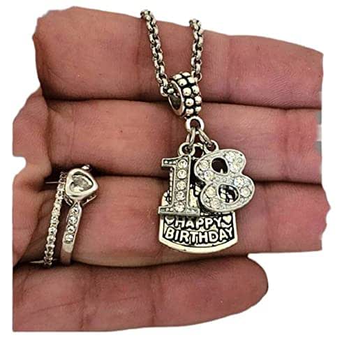 Amazon.com: Happy 18 Birthday Charm with Bracelet or Necklace Keychain ...