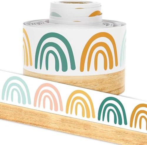 Amazon.com: Boho Bulletin Board Borders 88ft Colorful Flower Rainbow ...