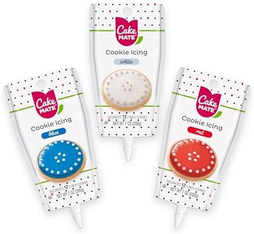 Amazon.com: Cake Mate Cookie Decorating Icing Bundle – White, Red, and Blue Icing for Cakes ...