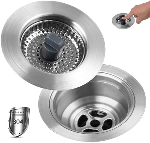 All Metal Kitchen Sink Strainer with Drain Stopper Assembly, iFealClear ...