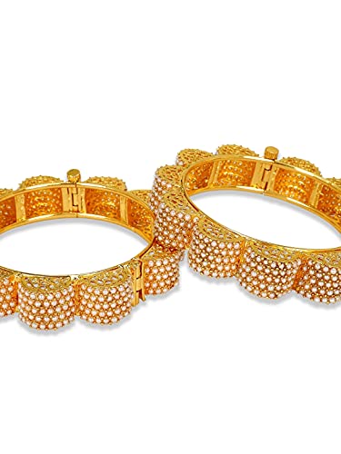 Buy Accessher White Color Gajra Styles Moti/Pearl Bangles Screw Bangles ...