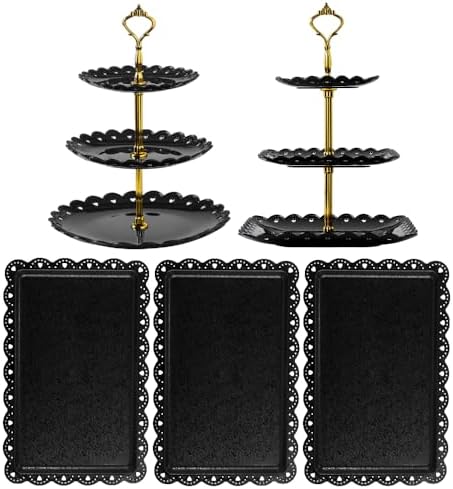 Amazon.com: 5 Pcs Dessert Table Stand Set - 2 Pcs 3 Tier Plastic ...