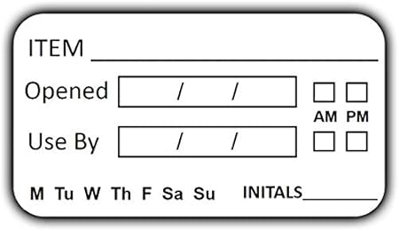 100 x Food Hygiene Labels Opened On Use by Stickers Best Before Day ...