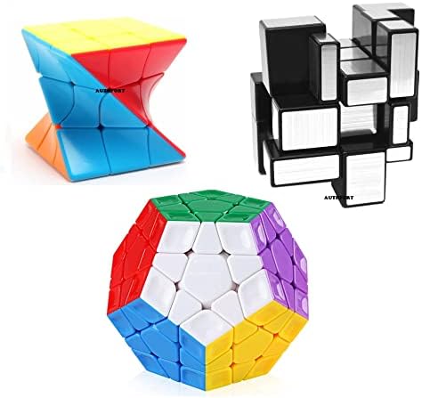 AUTHFORT Speed Cube Set Twisted 3x3x3 Megaminx Pentagonal Cube & Mirror ...