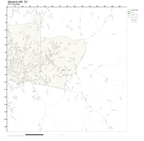ZIP Code Wall Map of Monarch Mill, SC ZIP Code Map Not Laminated ...