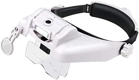 Head Mount Magnifier, Bysameyee Lighted Magnifying Headband Glass Loupe ...