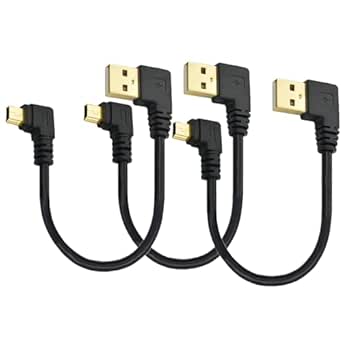 Short Mini USB Cable Type A 2.0 to 5 Pin Mini USB Cord Right Angle Data ...