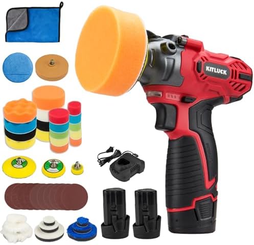 Cordless Buffer Polisher, 12V Mini Wax Buffer & Sander with 2 X 2.5Ah ...