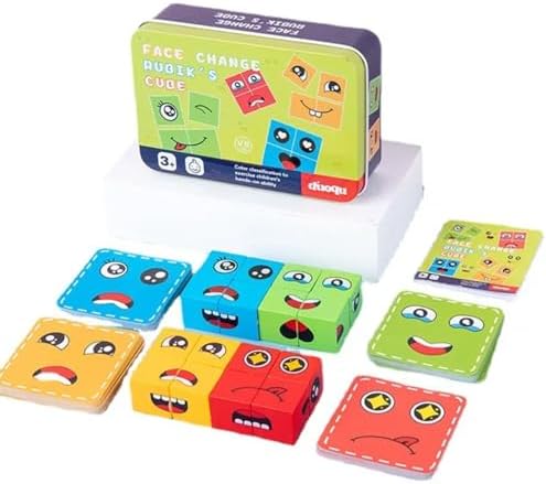 KRISHVYN Wooden Face Changing Cube Toy for Kids | Fun Educational ...