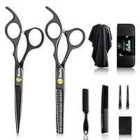 Sirabe 10 PCS Hair Cutting Scissors Set, Professional Haircut Scissors ...