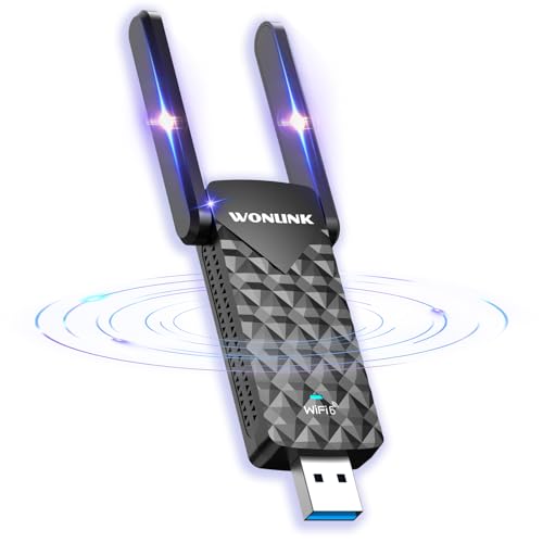 WONLINK Newest WiFi Dongle for PC, WiFi6 WiFi Adapter 1800Mbps Dual Band 2.4GHz&5.8GHz, USB3.0 ...