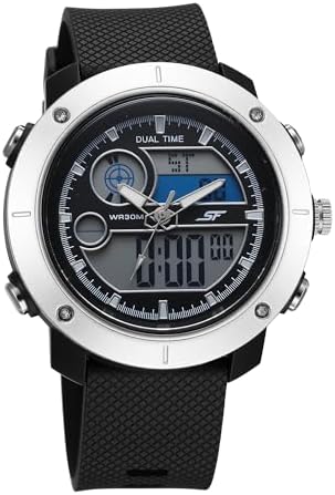 SF Zest Quartz Analog Digital Dial Black Polyurethane Strap Watch for ...