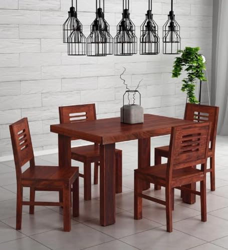 ANCHORWOOD Sheesham Wood 4 Seater Dining Table with Wooden Top Chair ...
