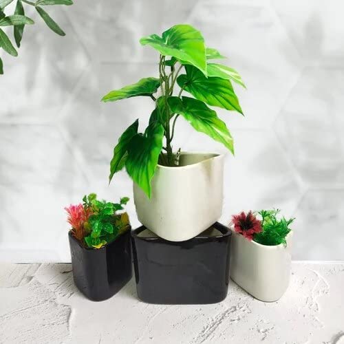Triangle Shaped Ceramic Indoor Flower Pot Planter Indoor Outdoor ...