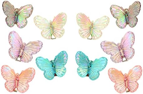 Amazon.com : 10 Pcs Plastic Iridescent Butterfly Hair Clip Mini 3D ...