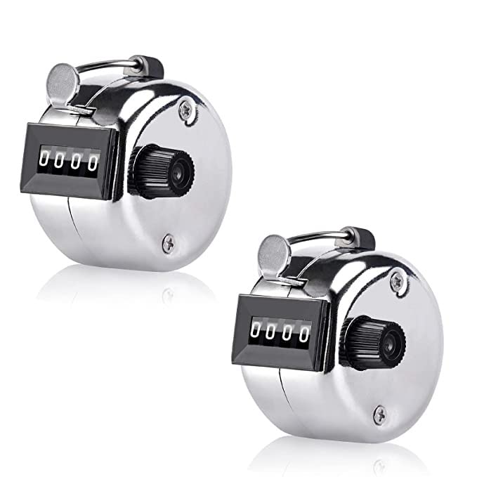 PRIMEFAIR 4 Digits Hand Held Tally Counter Numbers Clicker (Silver ...