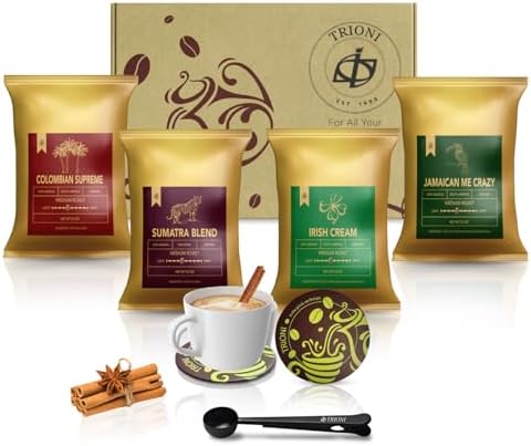 Amazon.com: Gourmet Coffee Sampler Gift Set (4x2.5oz) TRIONI Medium ...