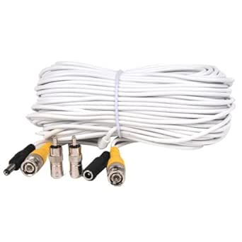 VideoSecu 50ft Feet Video Power Wire Security Camera Cable with BNC RCA ...