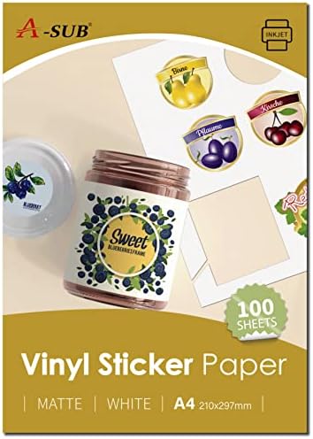 A-SUB White Glossy Premium Waterproof Printable Vinyl Sticker Paper ...