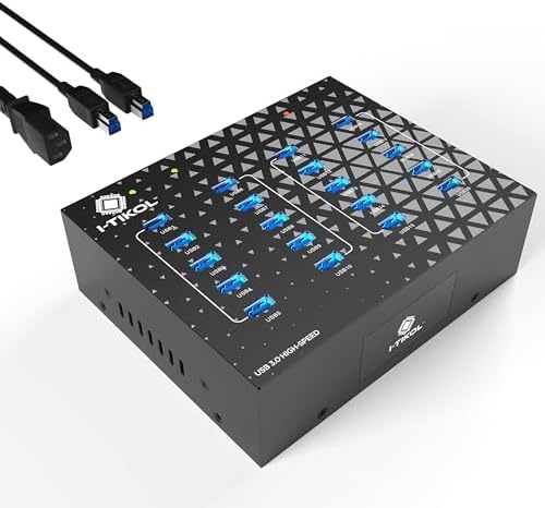 Amazon.com: 20 Port USB 3.0 Hub - 5Gbps Sync & High Speed Data Transfer ...