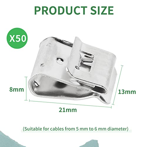 LALAGO Pack of 50 Cable Clips, Stainless Steel Cable Clips, Cable Clips ...