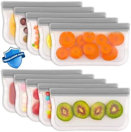 Amazon.com: ANZNKU Reusable Food Storage Bags, 10 Pack Reusable Snack ...