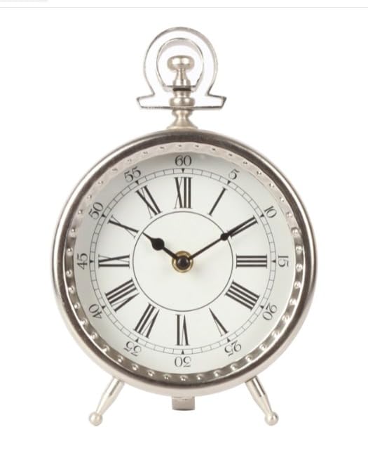 Equater Silver Color Metal Table Clock with Electroplate Finishing and ...