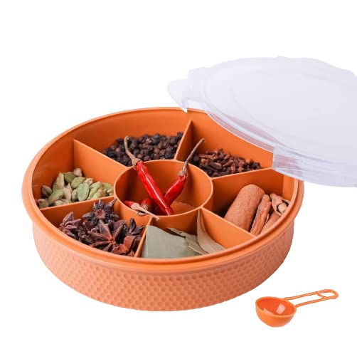 JALCON Plastic Round 7 Sections Multipurpose Masala Rangoli Dabba Box ...