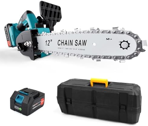 Amazon.com: Brushless 12-Inch Electric Chainsaw Cordless,4.0Ah Battery ...