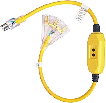 Amazon.com: YOJOE 6 Foot GFCI Yellow Extension Cord,Lighted Outdoor 12/ ...