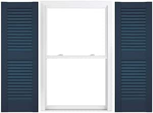 Amazon.com: Duralok Vinyl Exterior Shutters | One Pair | Louvered 50/50 ...