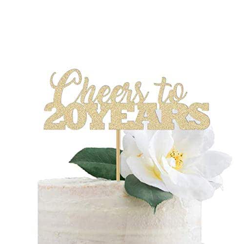 Amazon.com: CT064 Cheers to 20 Years Cake Topper | 20th Birthday ...