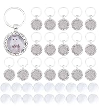 Amazon.com: DICOSMETIC 20Pcs Keychain Cabochon Settings Blanks Bezel ...