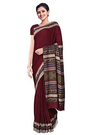 Miraan Women's Crepe Silk Printed Saree with Blouse Piece (BANENA1556 ...