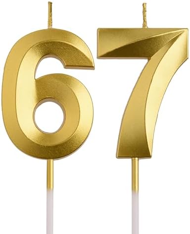 Amazon.com: 67th & 76th Birthday Candles, Blue Number 67 76 Candle for ...