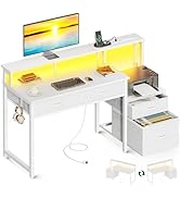 Amazon.com: AODK 55-Inch Computer Desk with File Cabinet and Fabric ...