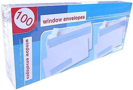 Aimoh #10 Single Left Window Security Tinted Envelopes, Gummed Closure ...