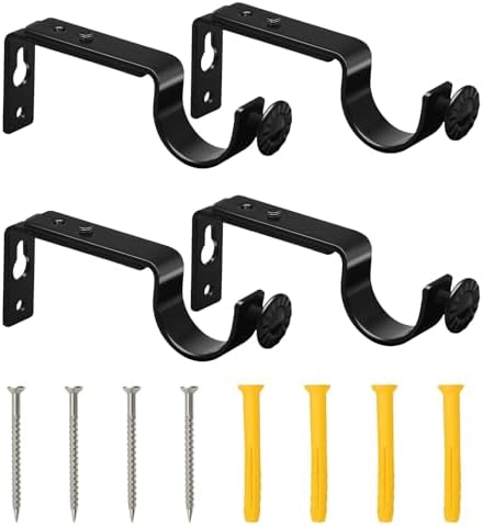 Debbery 4Pcs Curtain Pole Brackets, Adjustable Bracket, Metal Curtain ...