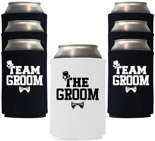 Amazon.com: LADY & HOME Set of 7 Groom and Groomsmen Can Coolers ...
