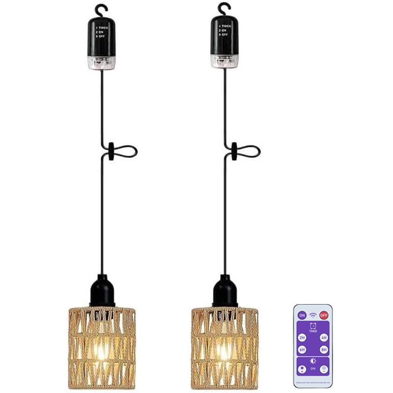EcoGehen 2X Battery Operated Pendant Light Outdoor Chandelier for ...