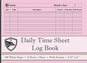 Daily Time Sheet Log book | Simple to use Timesheet Logbook To Record ...